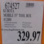 Costco Sale: Kubota Mobile 35" Tool Chest With Work Area $329.97