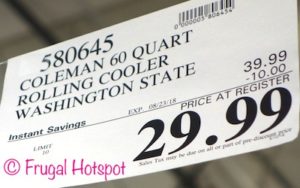 Costco Sale: Coleman 60-Quart Wheeled Cooler WSU Cougars $29.99
