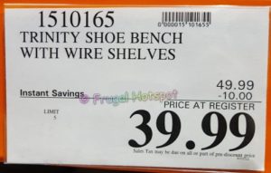 Trinity Shoe Bench - Costco Sale! | Frugal Hotspot