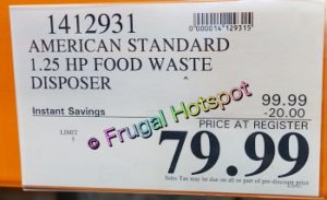 American Standard Garbage Disposal - Costco Sale!